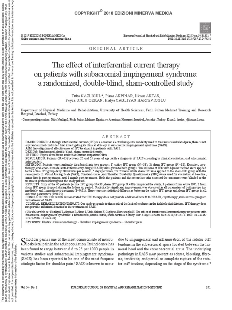 The Effect of Interferential Current Therapy On Patients With ...