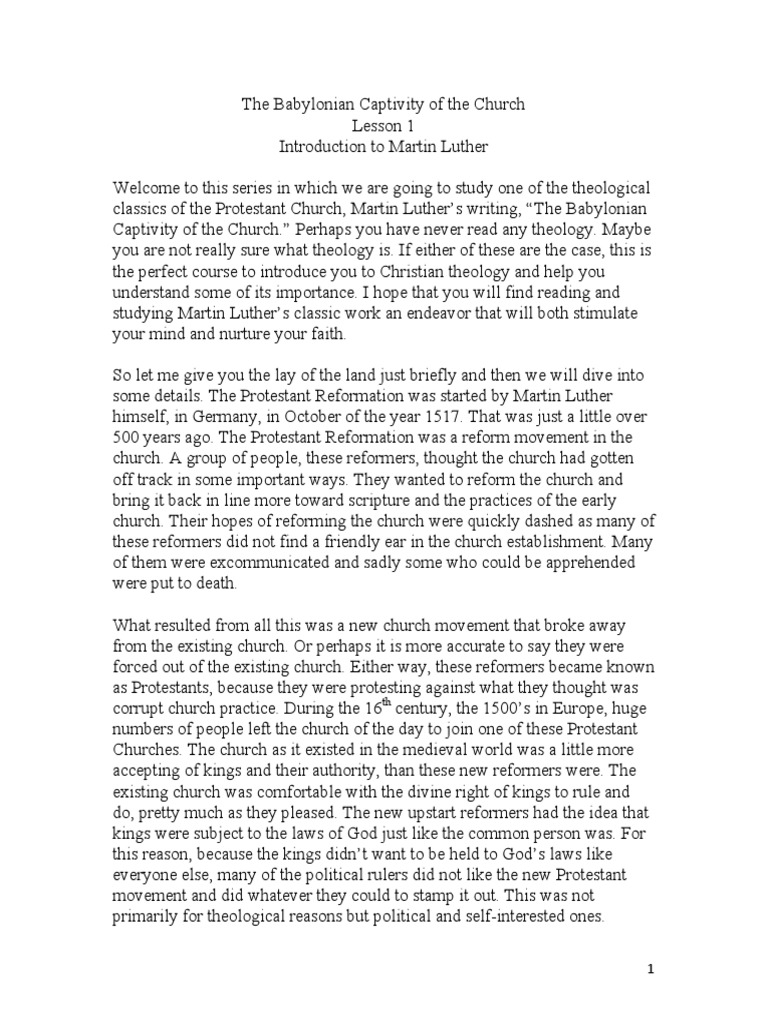 Lesson 1 - Introduction To Martin Luther | PDF | Martin Luther ...