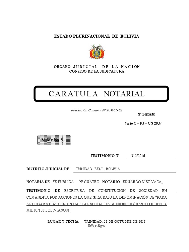 Caratula Notarial | PDF