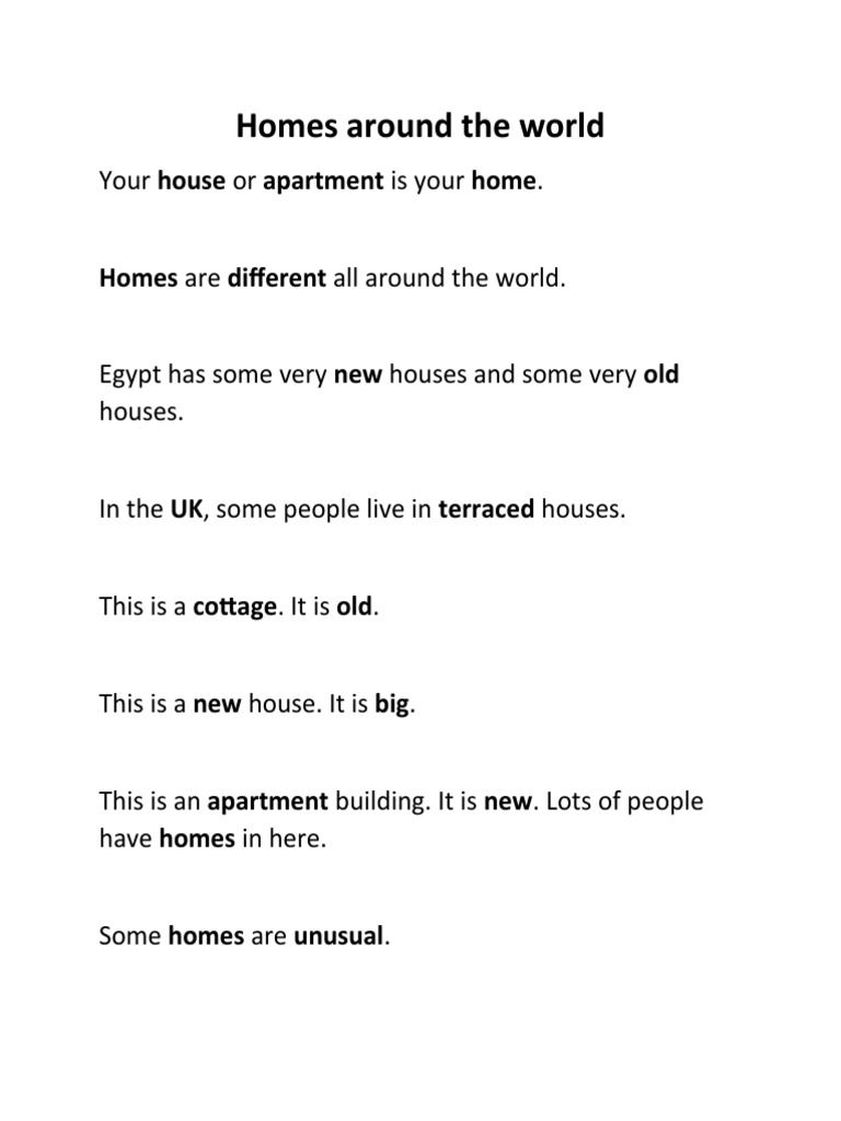 Homes Around The World | PDF | Social Science | Cooking, Food & Wine