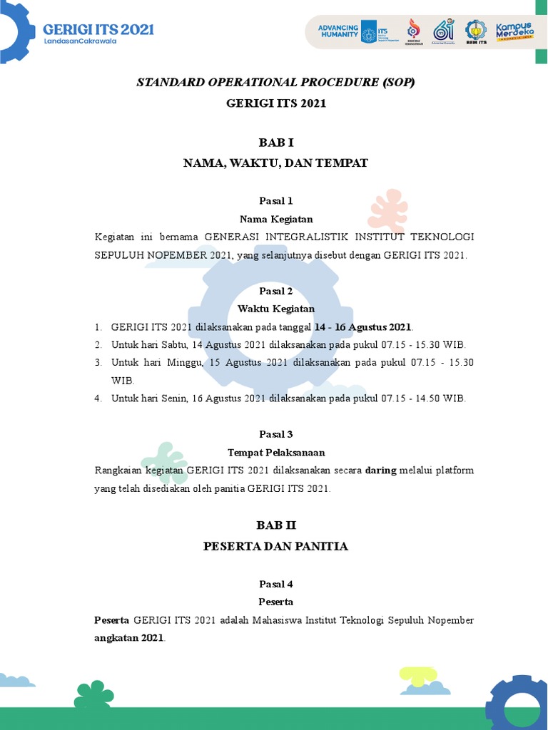 Sop Peserta Gerigi Its 2021 | PDF