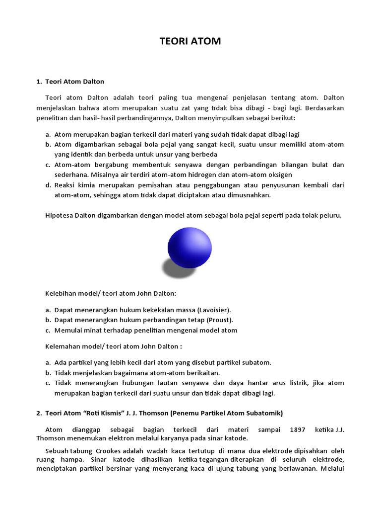 Teori Atom: Dari Dalton hingga Kuantum | PDF