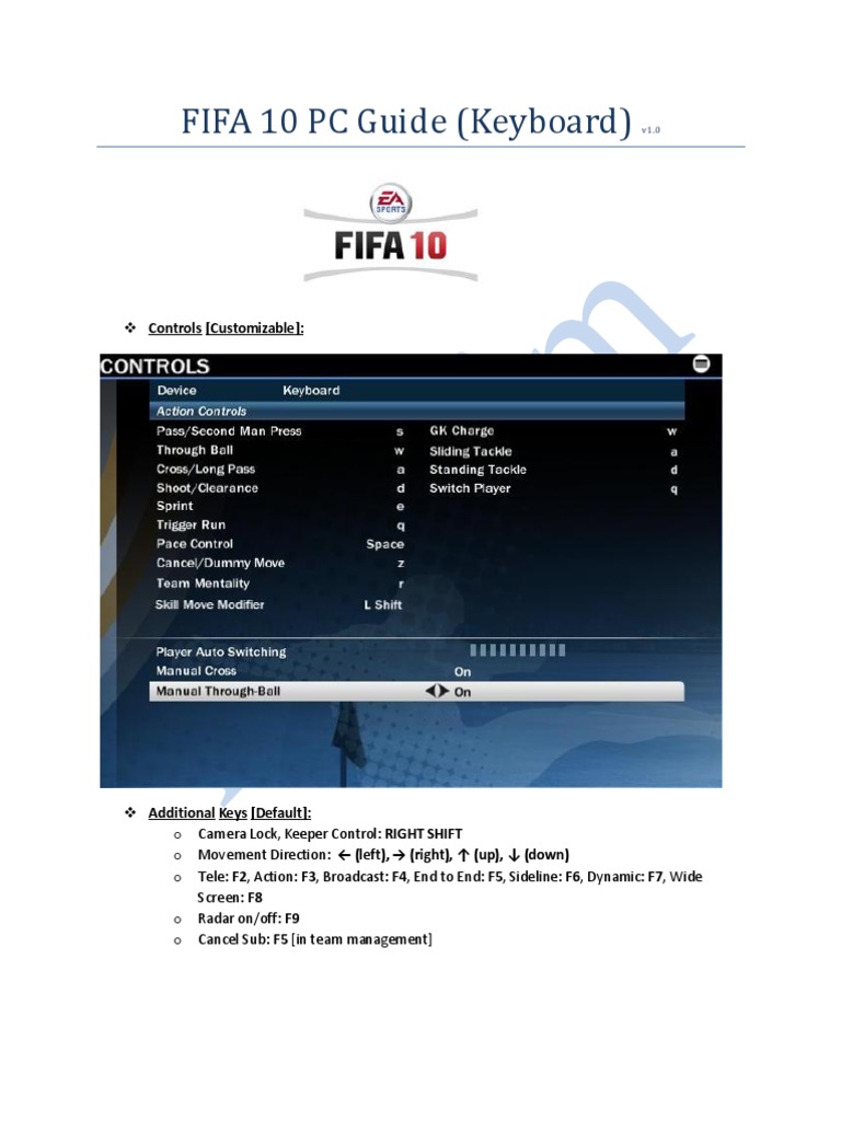 FIFA 10 PC Guide | PDF | Teams | Sport Variants