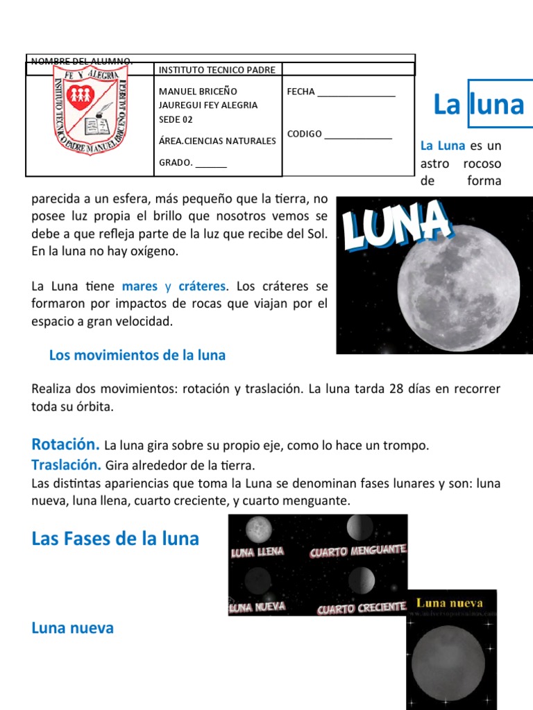Fases de la Luna: Características y Actividades | PDF | Luna | Tierra