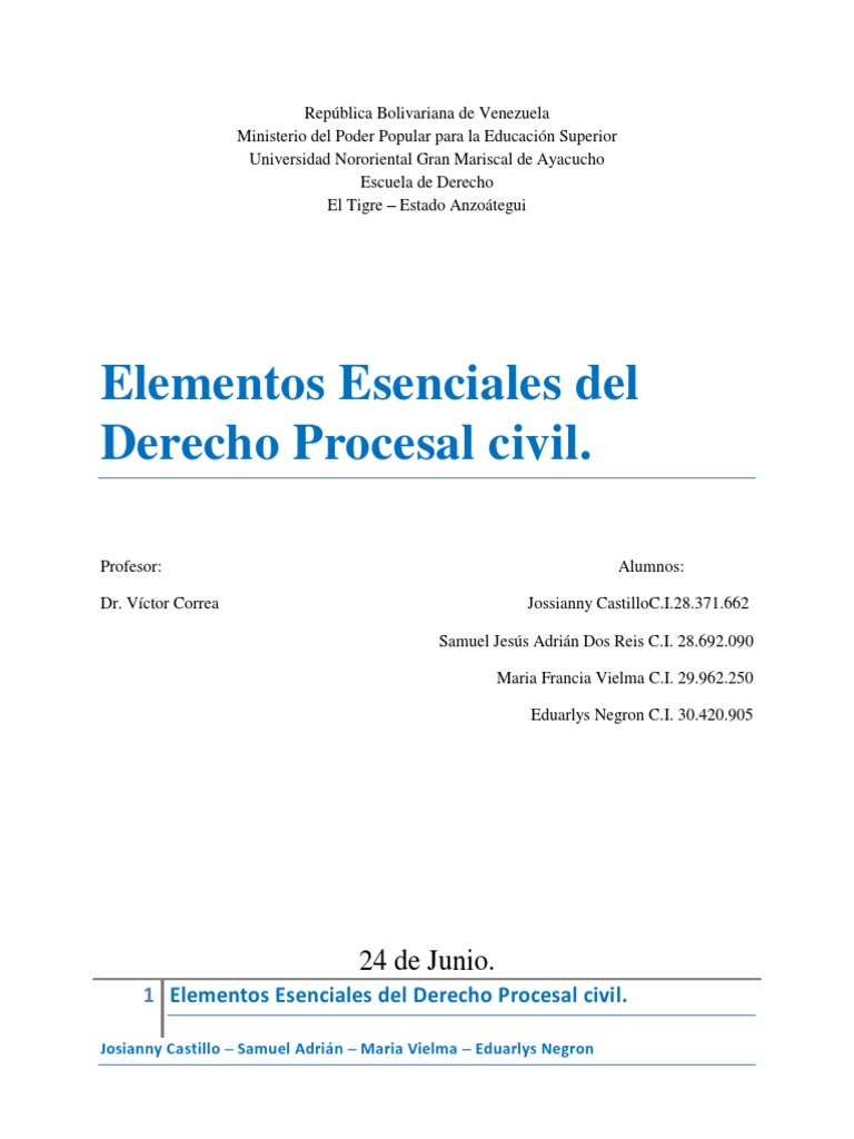 Elementos Clave del Derecho Procesal Civil | PDF | Competencia (ley ...