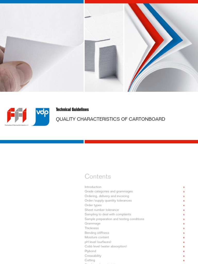 Technical Guidelines: Quality Characteristics of Cartonboard | PDF ...