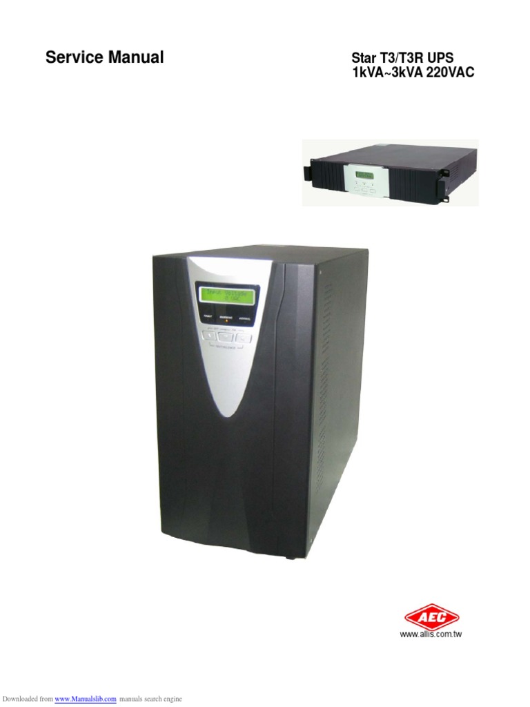 Service Manual: Star T3/T3R UPS 1kVA 3kVA 220VAC | PDF | Power Supply ...