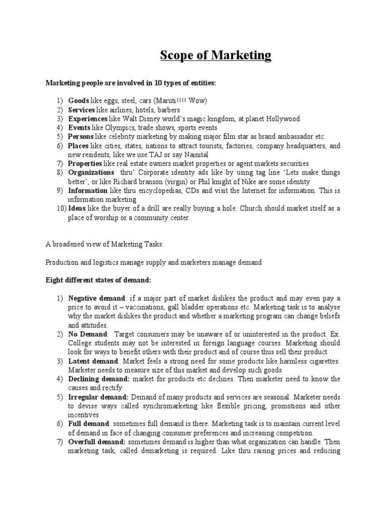An Overview of the Scope and Goals of Marketing in Different Contexts ...