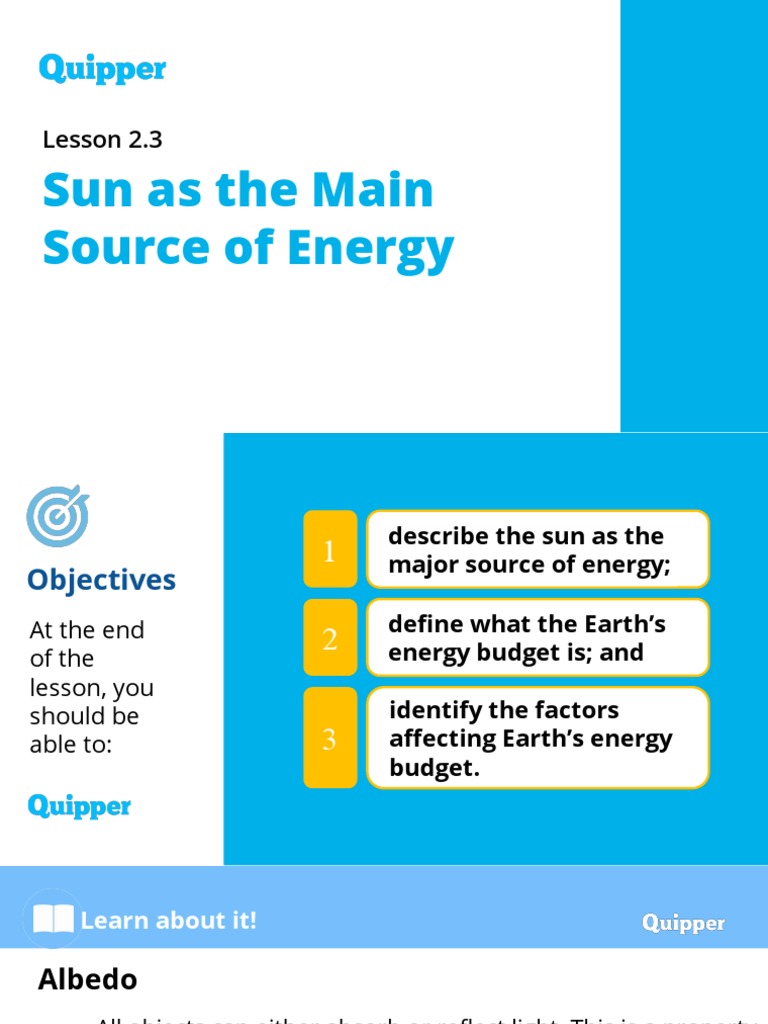 Earth and Life Science SHS 2.3 Sun As The Main Source of Energy | PDF ...
