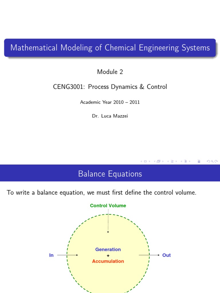 Mathematical Modeling of Chemical Engineering Systems: CENG3001 ...