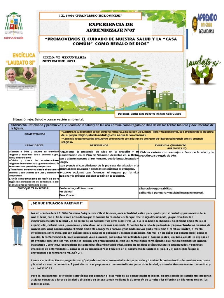 Experiencia de Aprendizaje N°07 Religion Vi Ciclo Setiembre 2021 Actualizado | Descargar gratis ...