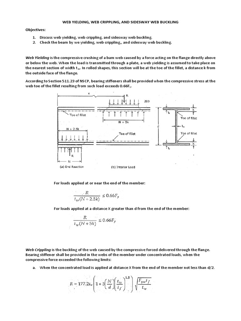 Web Yielding Is The Compressive Crushing of A Bam Web Caused by A Force ...