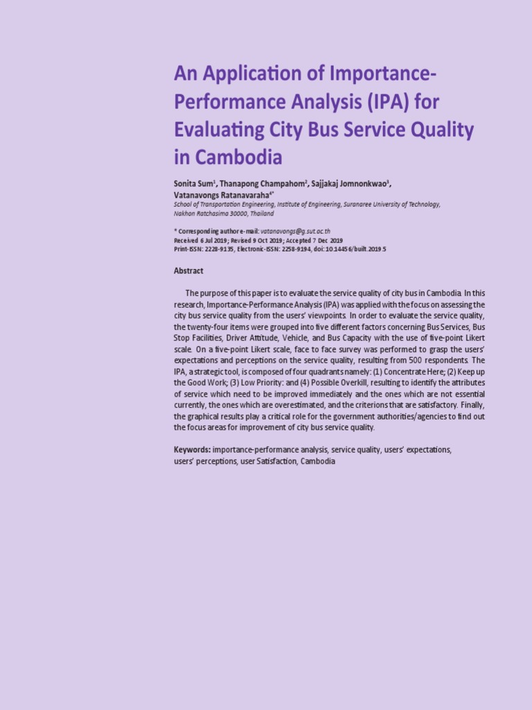 An Application of Importance - Performance Analysis (IPA) For ...