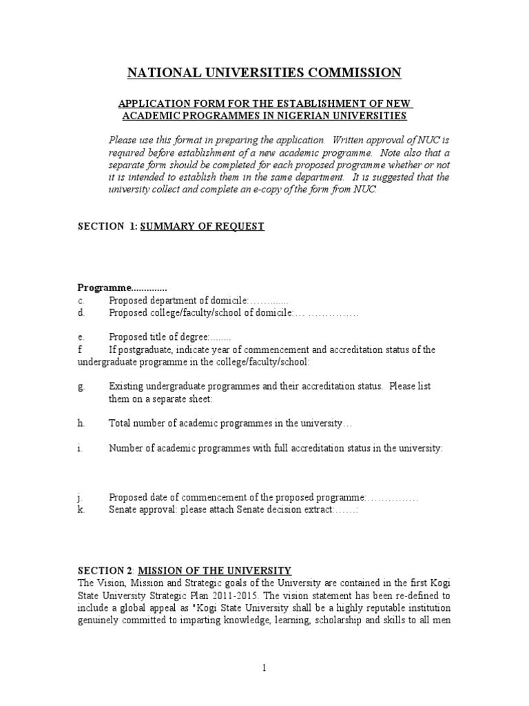 NUC Blank Form | PDF | Academic Degree | Postgraduate Education