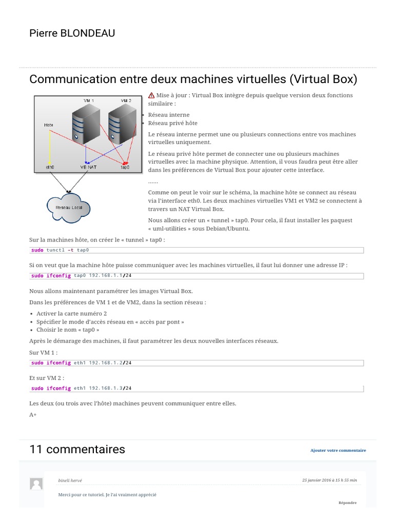 Communication Entre Deux Machines Virtuelles (Virtual Box) Pierre BLONDEAU | PDF | Microsoft ...