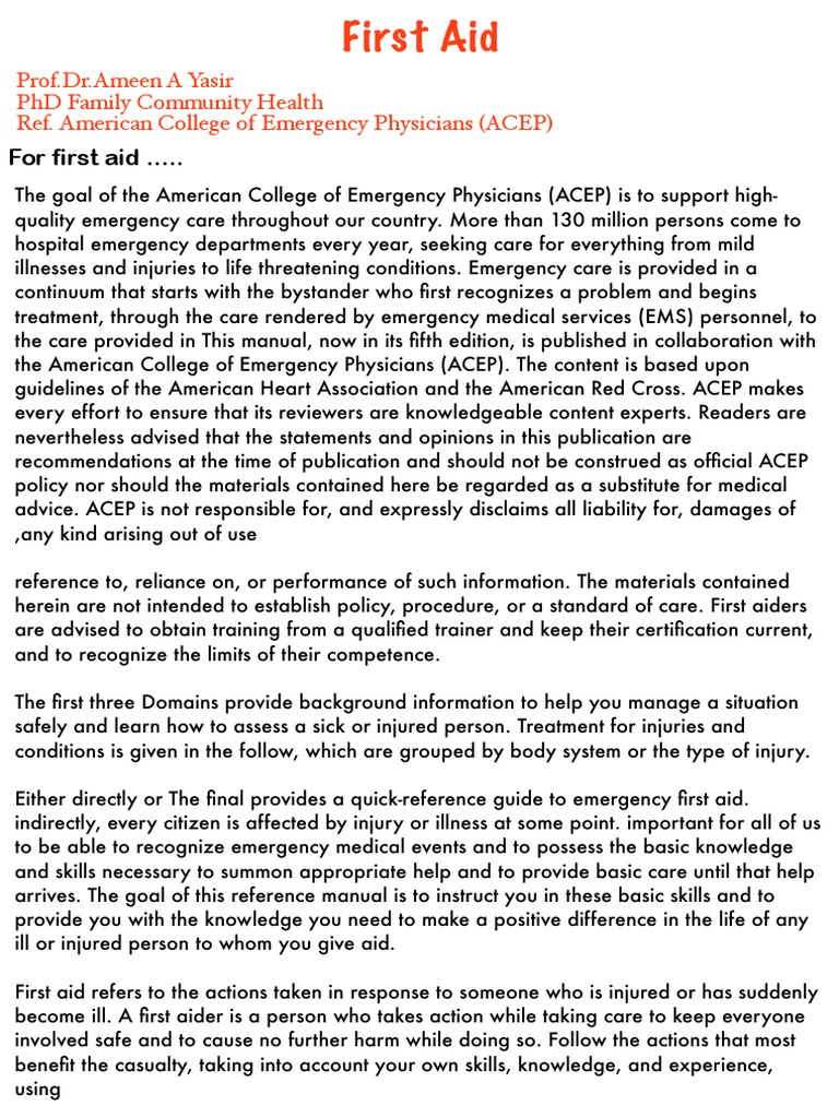 Medical First Aids Final | PDF | Cardiopulmonary Resuscitation ...