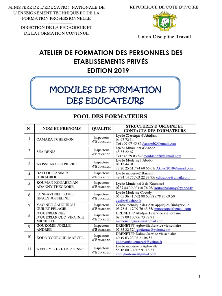Modules de Formation - Educateurs | PDF | Adolescence | Enseignants