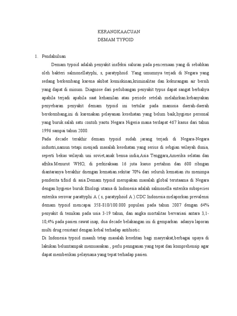 Kerangka Acuan Demam Typoid & Sop Lanjut | PDF | Sains & Matematika