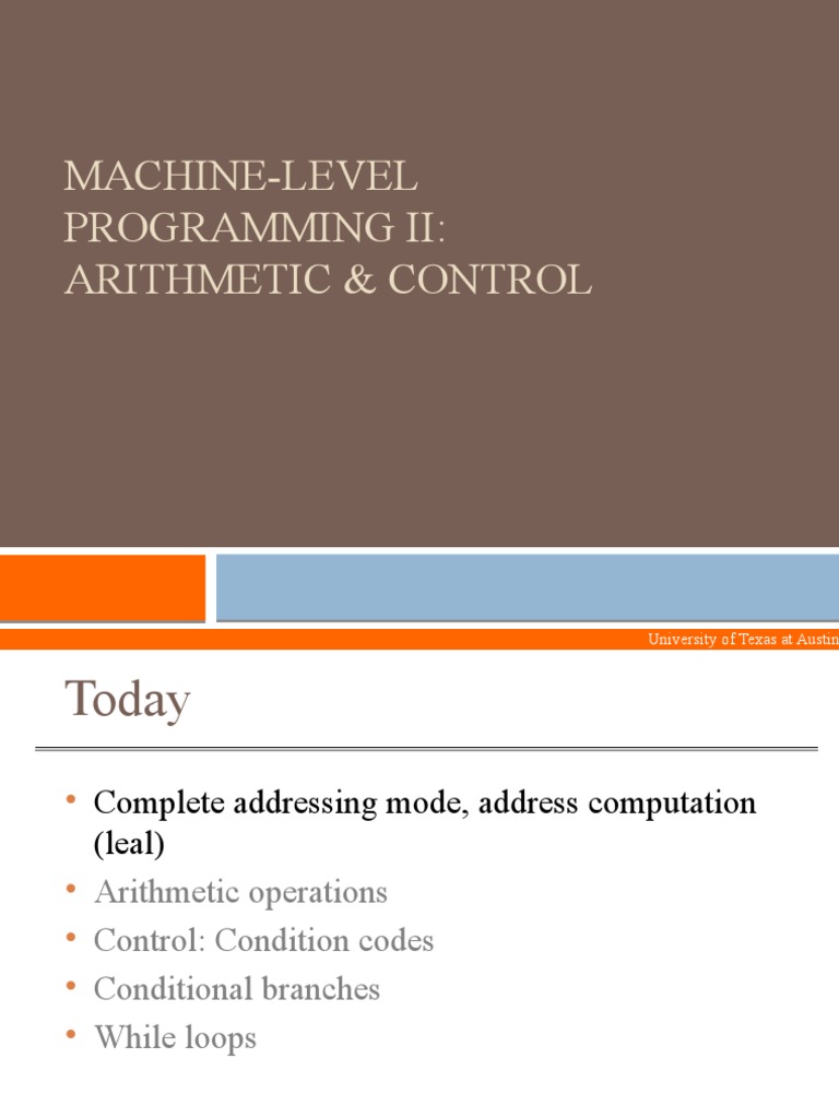 Machine Level Programming Ii Arithmetic And Control Pdf Control Flow Software Development 