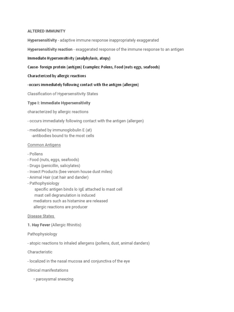 Altered Immunity | PDF | Allergy | Allergen