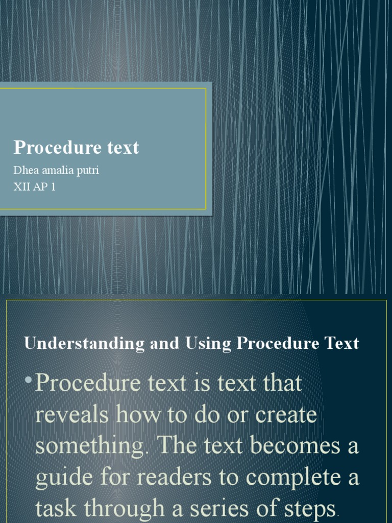 Procedure Text | PDF | Verb | Linguistics