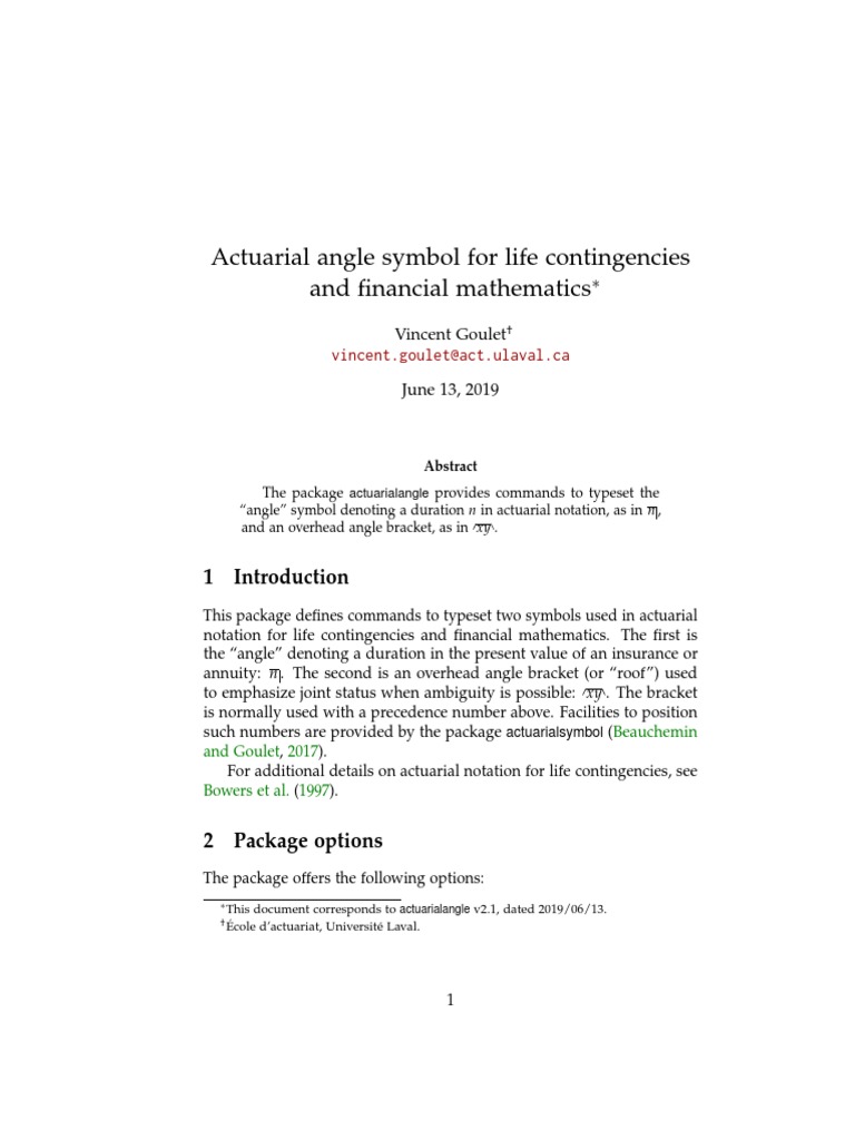 Actuarial Angle Symbol For Life Contingencies and Financial Mathematics ...