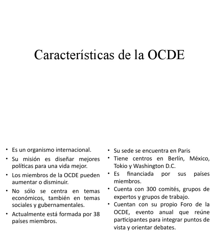 Características y misión de la OCDE | PDF | Crecimiento personal y ...