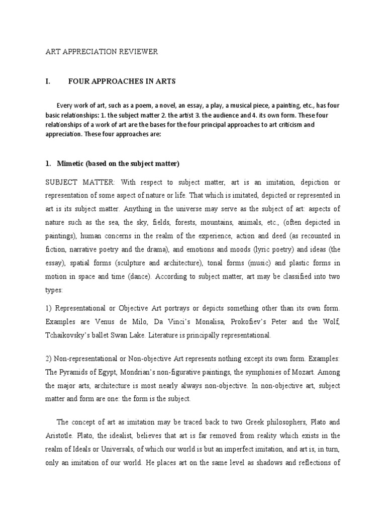 Art Appreciation Reviewer | PDF | Composition (Visual Arts)