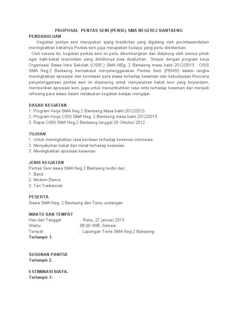 Proposal Pensi | PDF