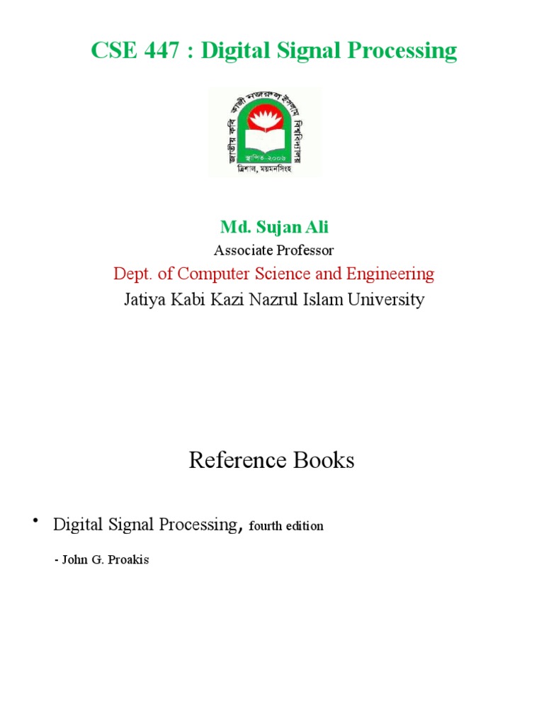 CSE 447: Digital Signal Processing: Dept. of Computer Science and Engineering | PDF | Sampling ...