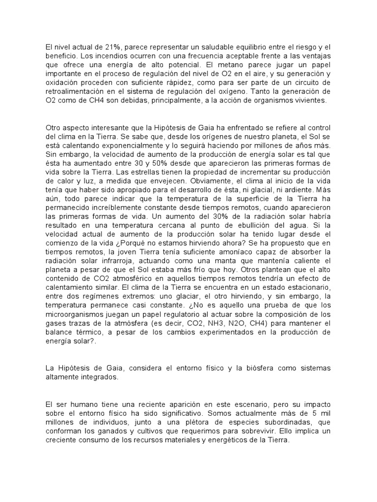 Hipótesis de Gaia y Regulación Climática | PDF | Tierra | Metano
