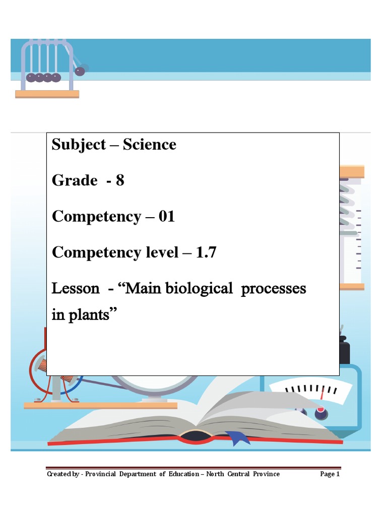 Subject - Science Grade - 8 Competency - 01 Competency Level - 1.7 ...