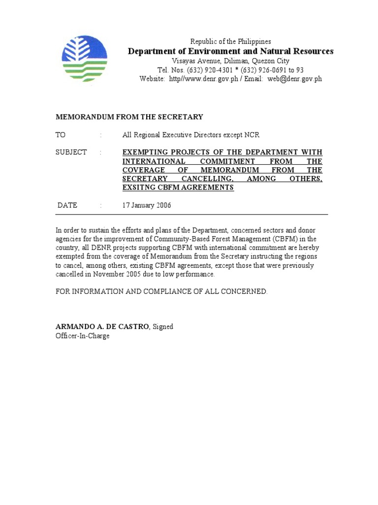 MemoS From DENR Secretary-1 | PDF | Justice | Crime & Violence