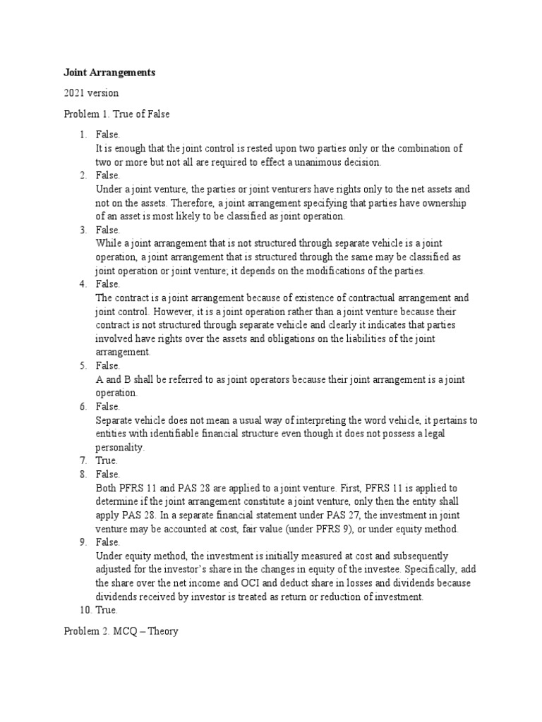 Joint Arrangements | Download Free PDF | Joint Venture | Equity (Finance)