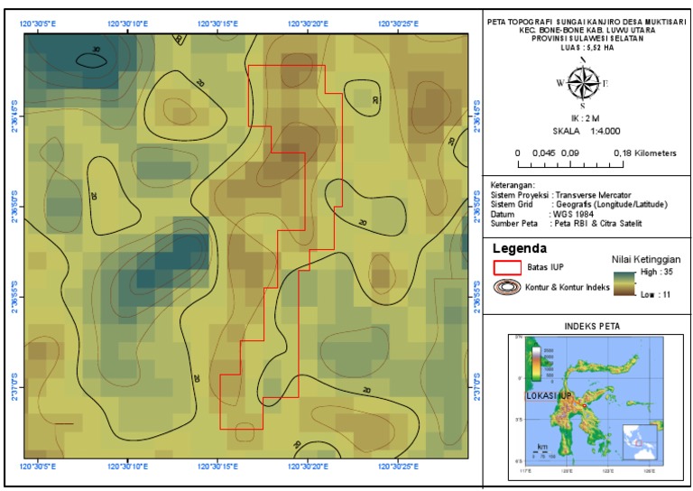 Peta Topografi Luwu 3 | PDF