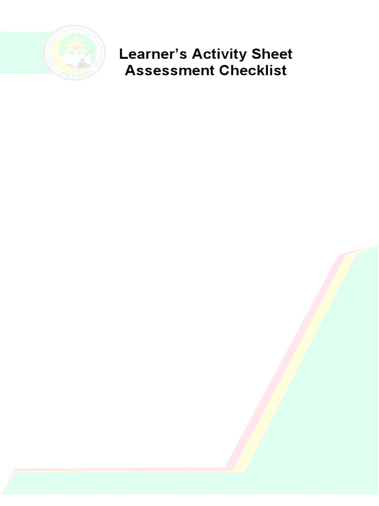 Learner's Activity Sheet Assessment Checklist | PDF | Sentence ...