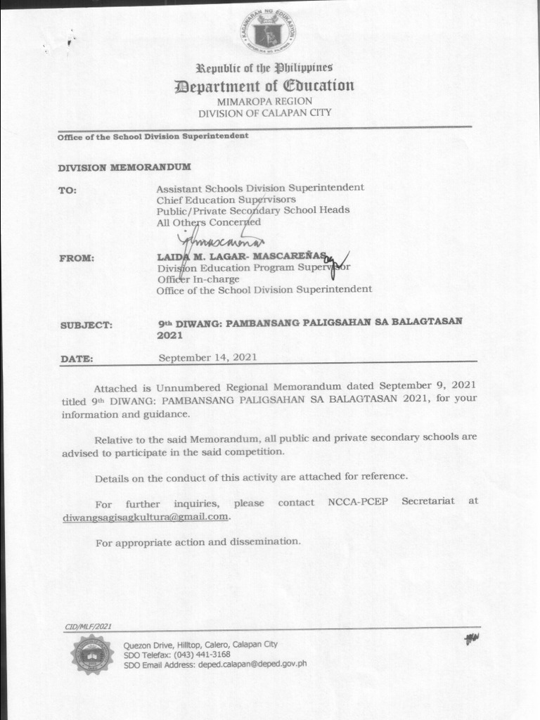 9th Diwang Pambansang Paligsahan Sa Balagtasan 2021 | PDF