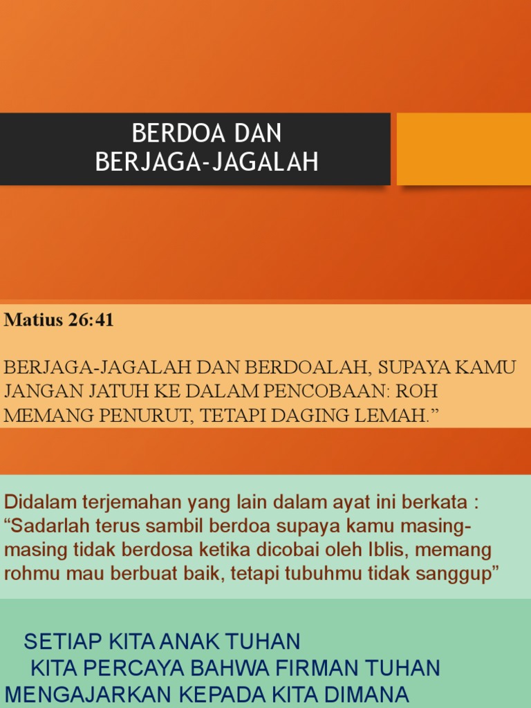 Berdoa Dan Berjaga-Jagalah | PDF