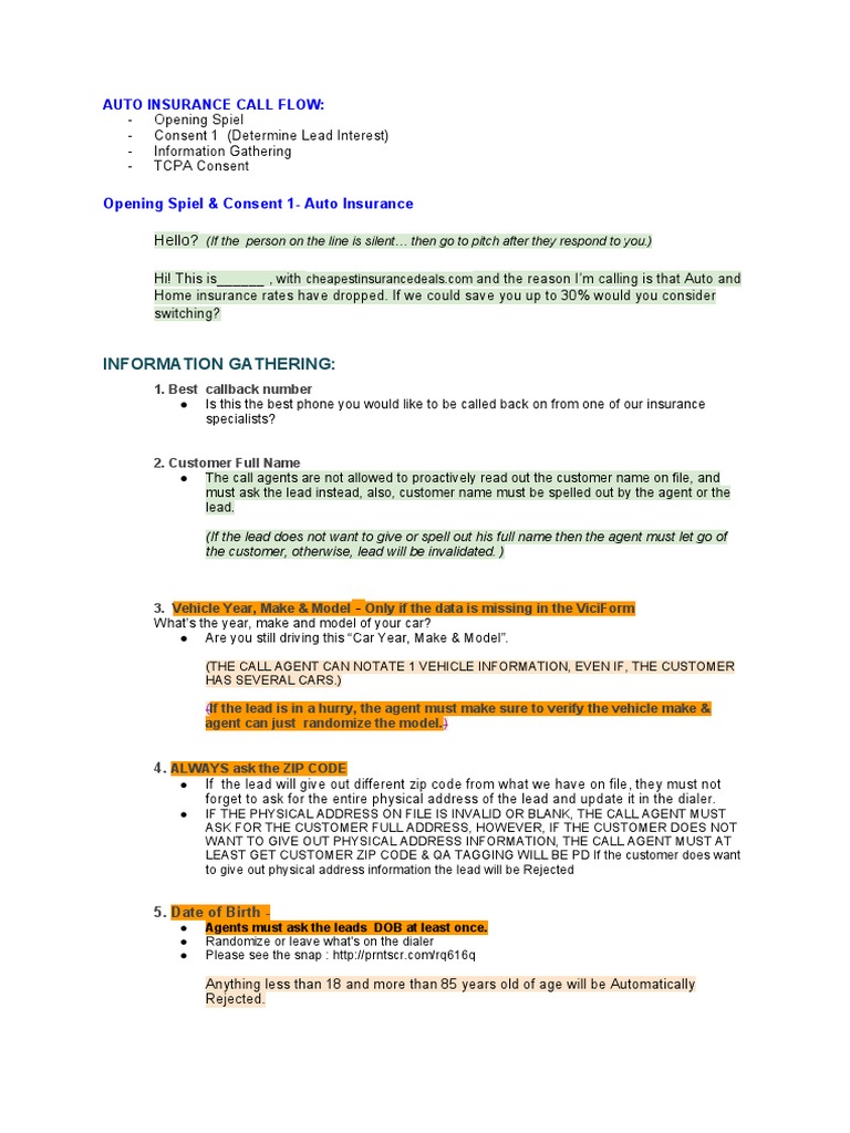 Simplified Guidelines & Script | PDF | Insurance | Vehicle Insurance