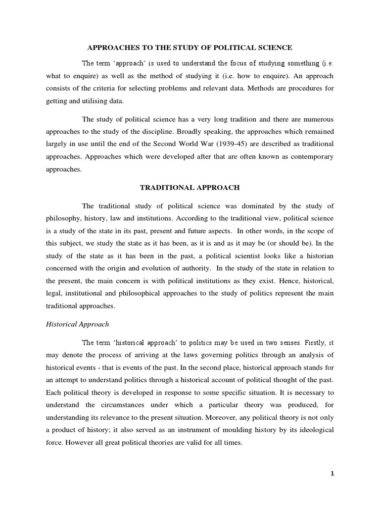 Traditional Approaches in Political Science | PDF | Political Science ...