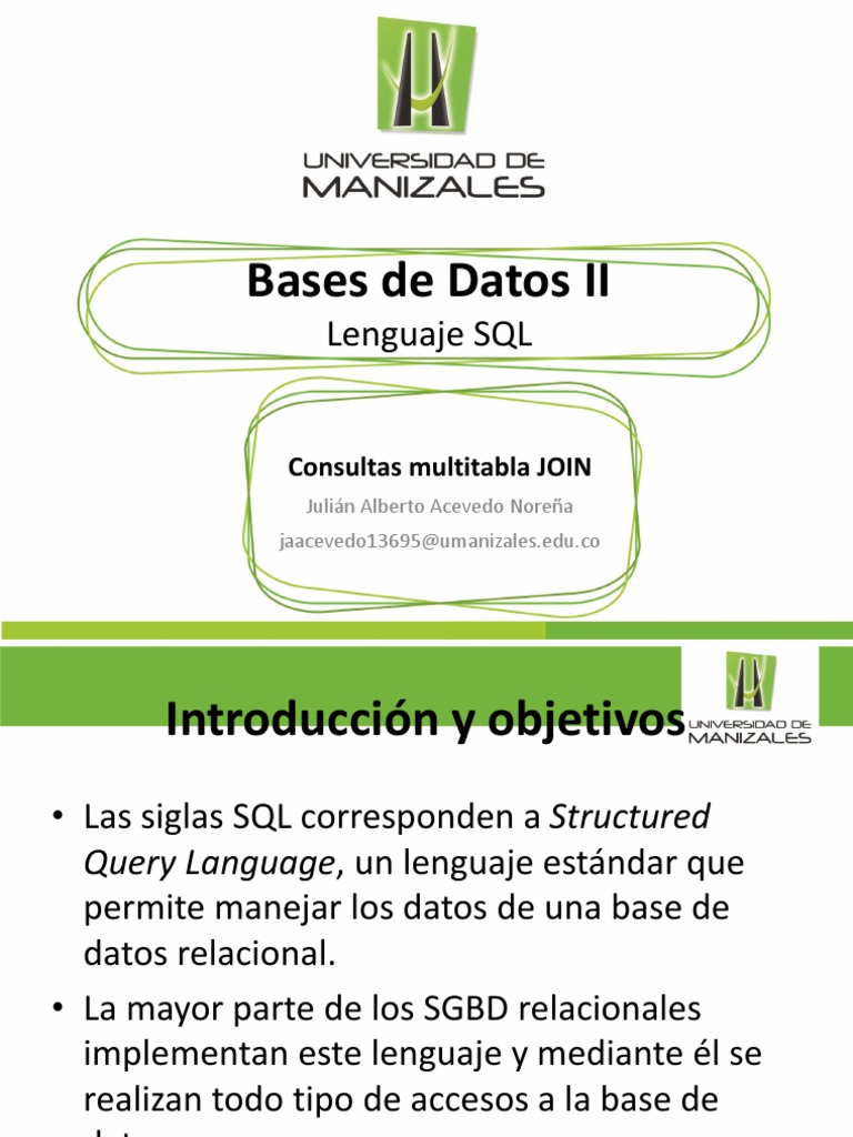 2.4. Bases de Datos II - Lenguaje SQL - Consultas Multitabla JOIN | PDF | SQL | Gestión de ...