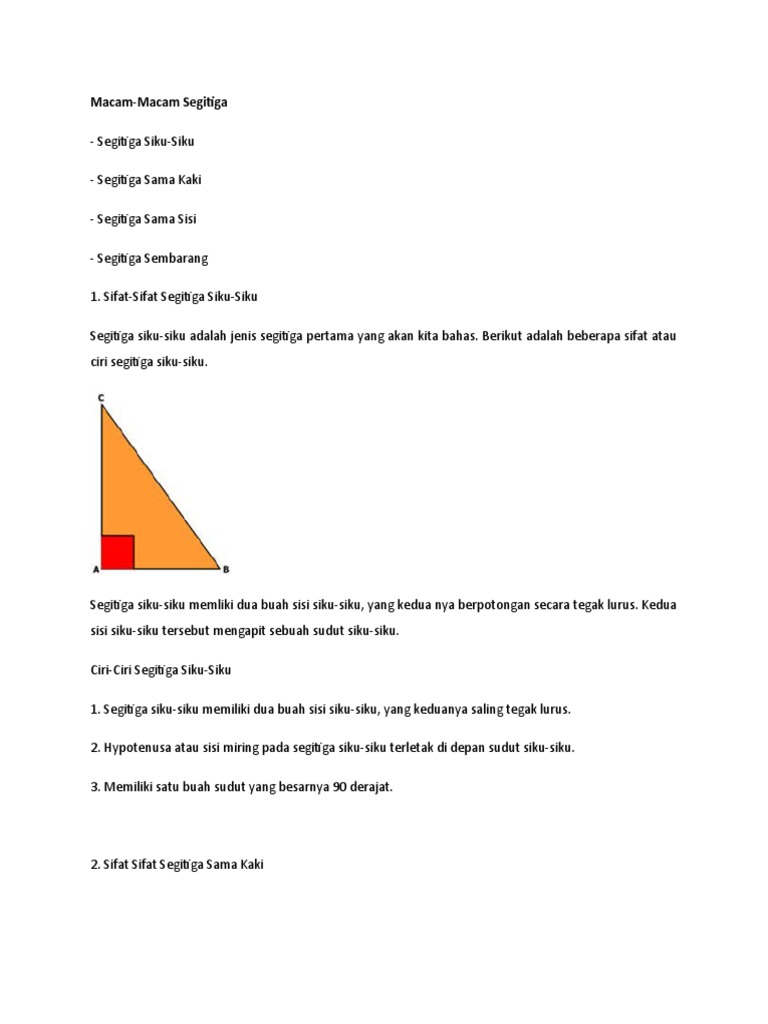 Macam Segitiga Dan Sifatnya | PDF