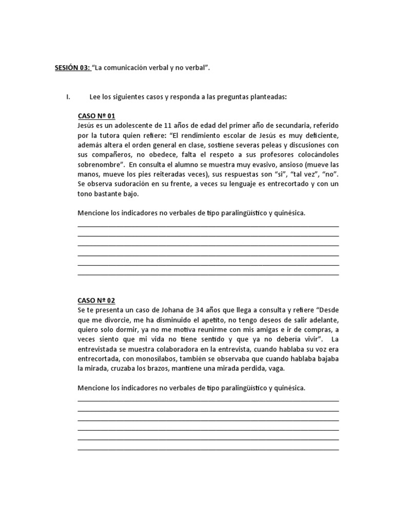 Ejercicios De Comunicación No Verbal Pdf Comunicación No Verbal