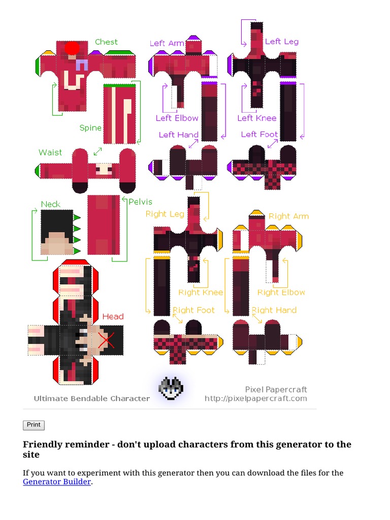 Minecraft Character Bendable Papercraft Generator | PDF
