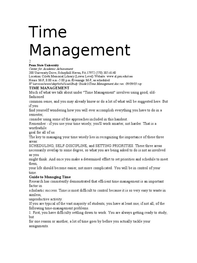 Time Management | PDF | Time | Time Management