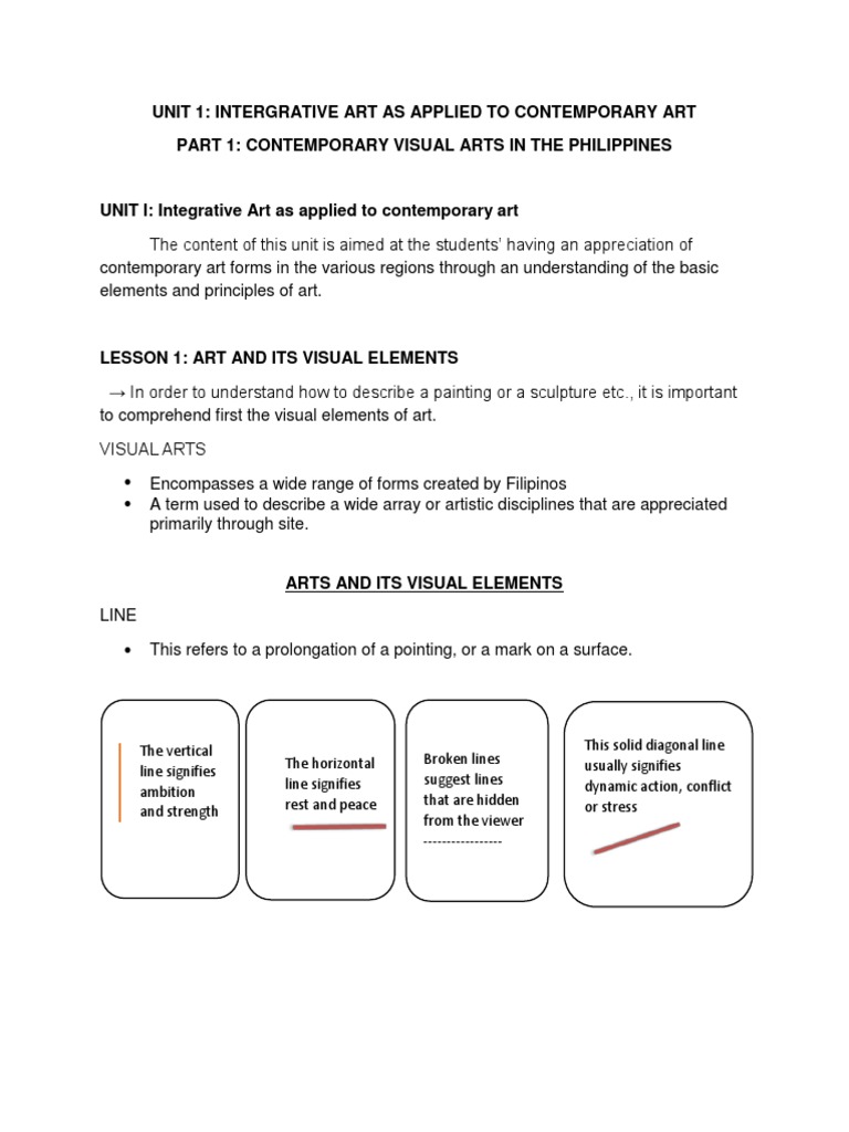 Lesson 1 Arts and Its Visual Elements | PDF | Color | Vision