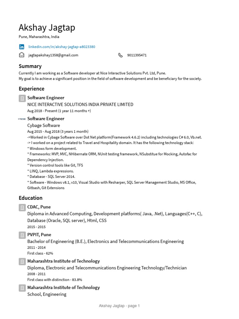 Akshay Jagtap: So Ware Engineer | PDF | Computers