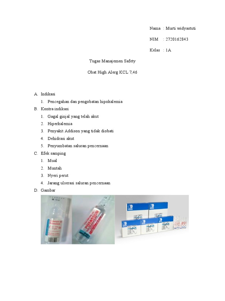 Panduan KCL 7,46: Indikasi & Efek Samping | PDF