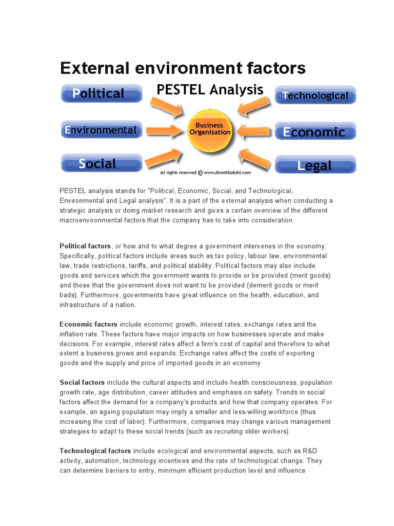 PESTEL Analysis of External Factors | PDF | Labour Economics | Economic ...