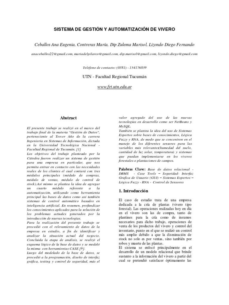 31-Sistema de Gestión y Automatización de Vivero | Descargar gratis PDF ...